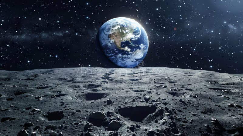Captivating Realistic View of Earth from the Moon S Surface in a ...