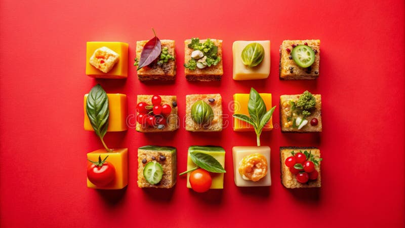 Captivating Red Food Photography Square Geometric Patterns for a Modern ...