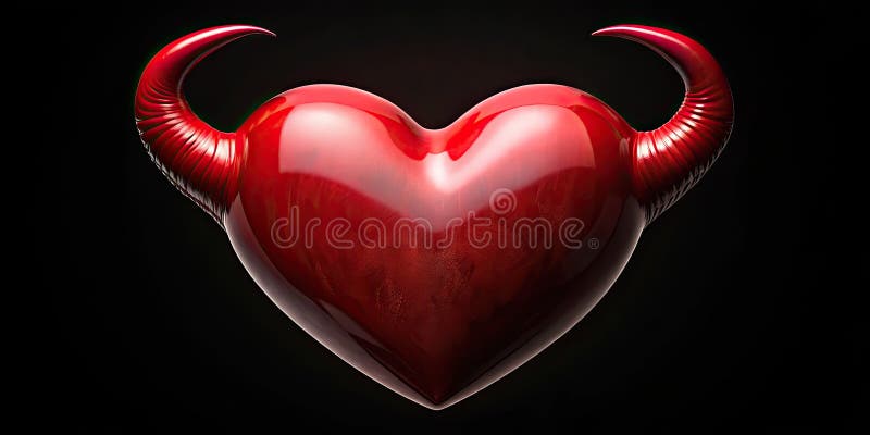 A Captivating Red Heart with Horns a Dramatic and Romantic Gothic ...