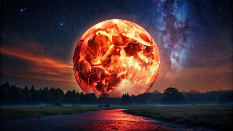 Captivating Red Moon a Stunning Celestial Background for Your Desktop ...