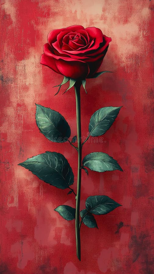Captivating Red Rose Elegantly Displayed Against a Rich Red Background ...