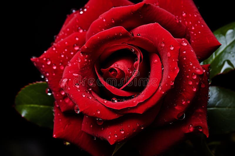 Captivating Red Rose Water Droplets. Generate Ai Stock Photo - Image of ...