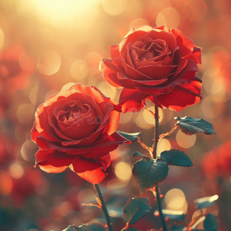 Captivating Red Roses Basking in Soft Sunlight within a Romantic ...