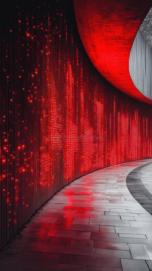 Captivating Red Tunnel Illuminated with Bright Lights Creating a ...