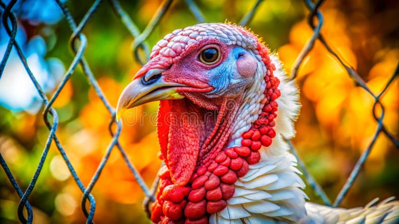 Captivating RedHeaded Turkey in Cage a Stunning Composition ...