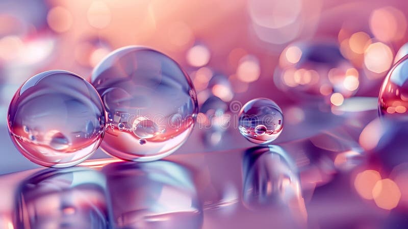 Captivating Reflection of Translucent Bubbles Illuminated by Soft Pink ...
