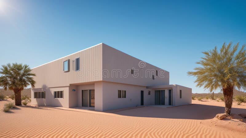 A Captivating Rendering of a Desert House in the Middle of the Desert ...