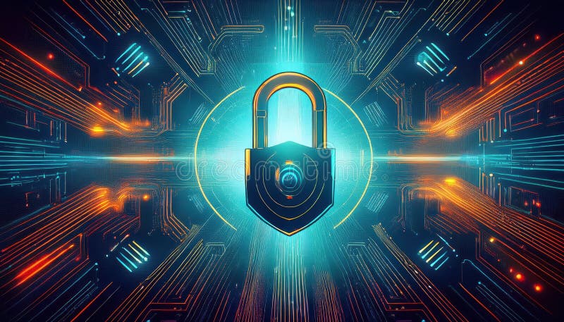 Futuristic Cyber Security Maze, Glowing with Cryptic Digital Lights and ...