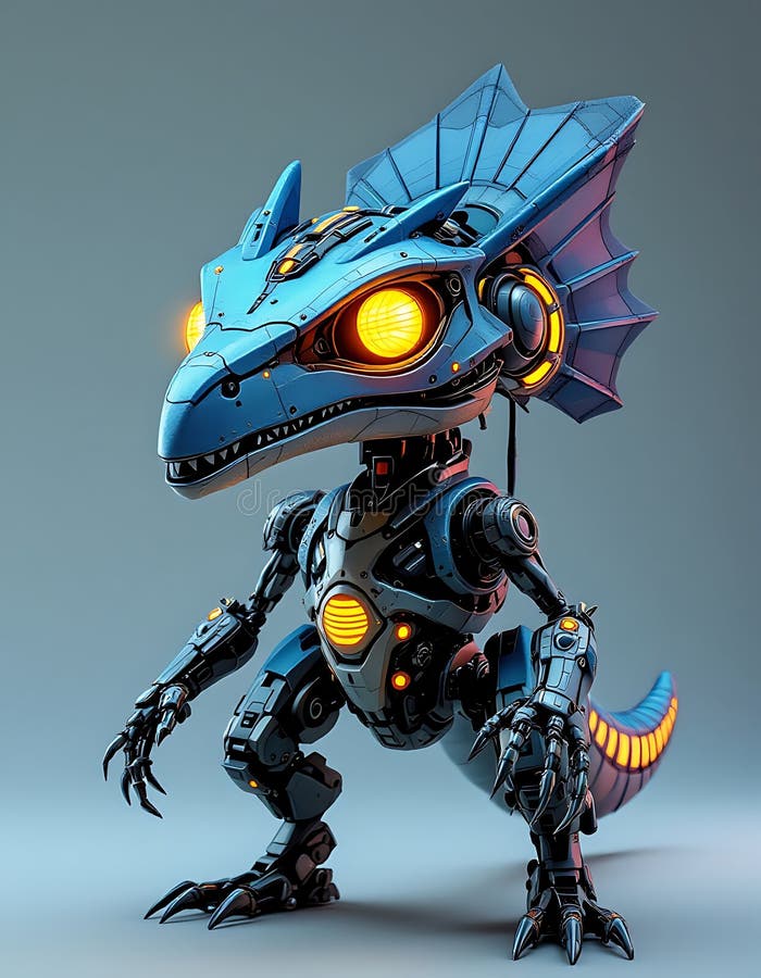 Cybernetic Dino-Bot: a Futuristic, Glowing Mechanical Creature Stock ...