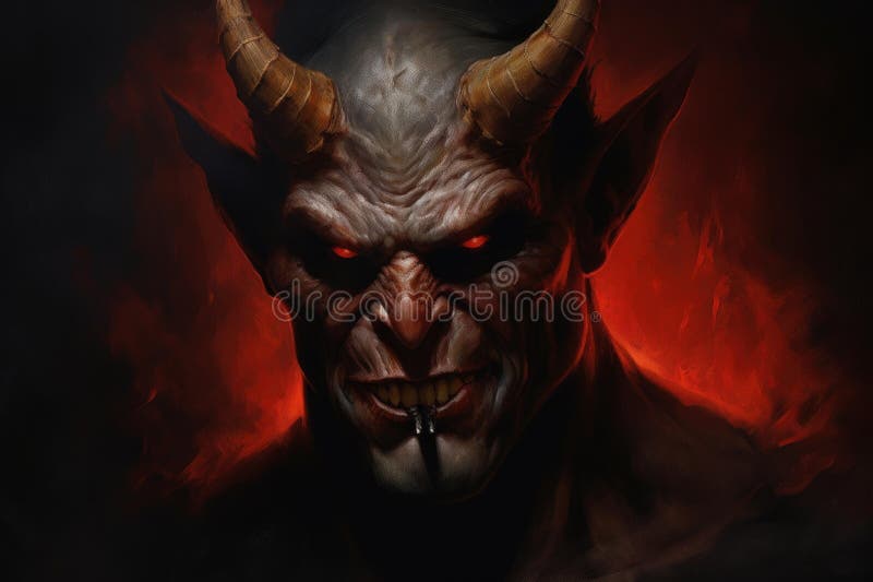 Captivating Satan Devil Fire Portrait. Generate Ai Stock Illustration ...