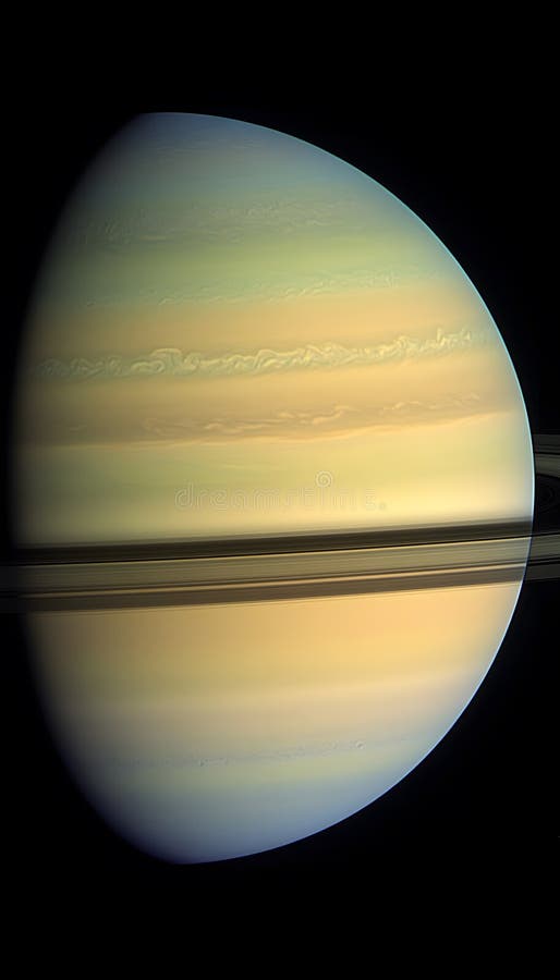 Captivating Saturn Side View with Stretching Rings Stock Illustration ...