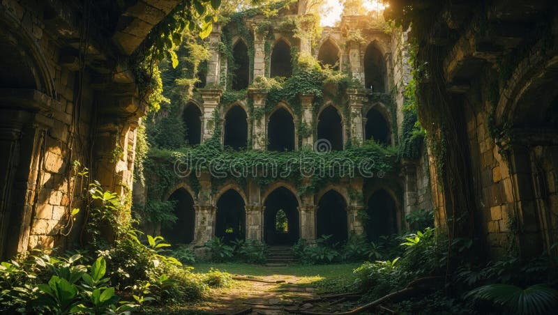 A Captivating Scene of an Ancient, Overgrown Stone Structure, with ...