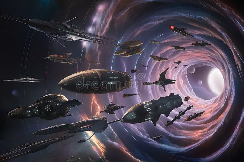 Dynamic Spaceship Rockets Thriving in Outer Space Stock Illustration ...