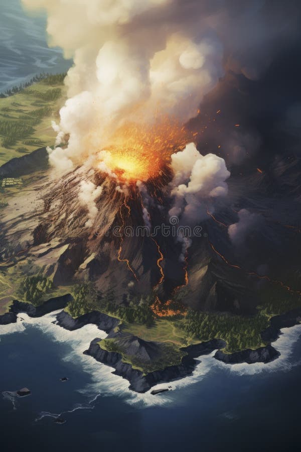 In this Captivating Scene Designed for a Computer Game, an Erupting ...