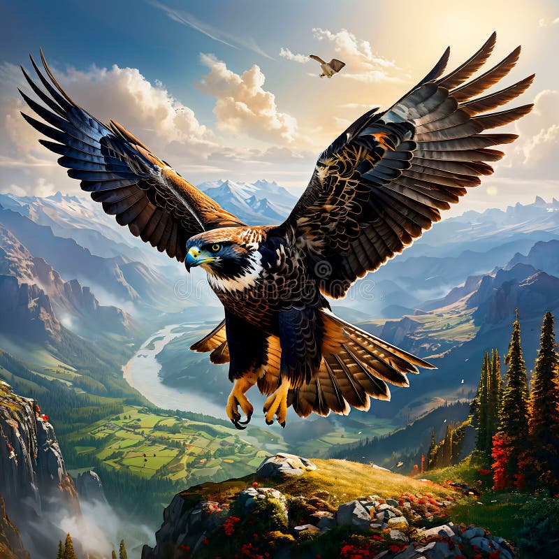 In Flight: the Majesty of the Falcon Stock Image - Image of soaring ...