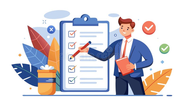 This Captivating Scene Features a Businessman Checking a Box on a ...