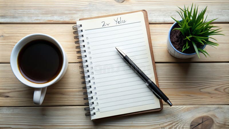 This Captivating Scene Features a Notebook with Resolution Ideas, a ...