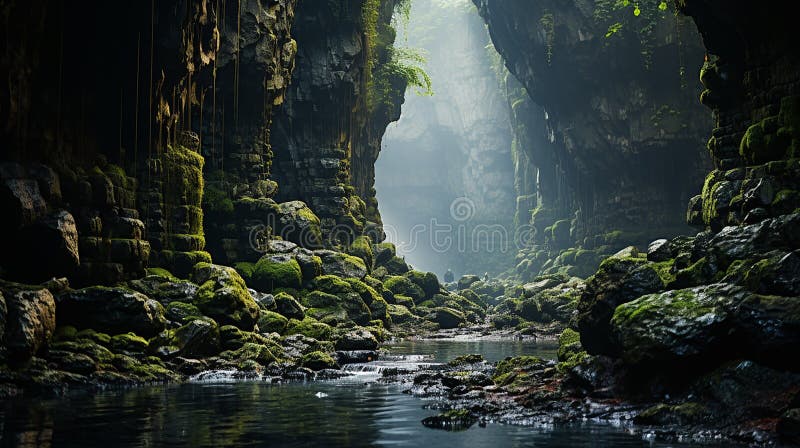 Waterfall Cascading into a Chamber Cave – a Mysterious and Ethereal ...