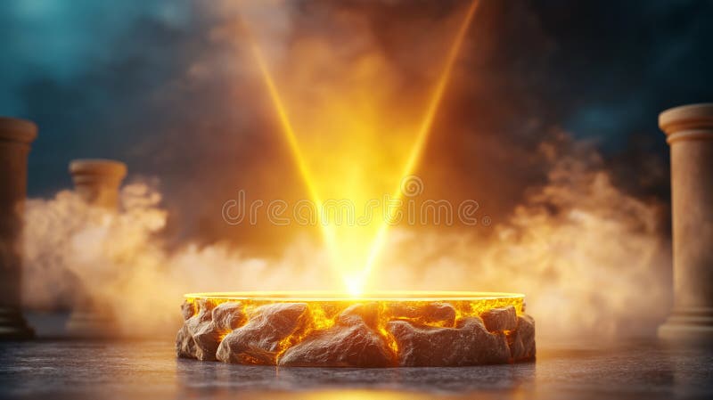 Captivating Scene Featuring Glowing Circular Platform Surrounded by ...