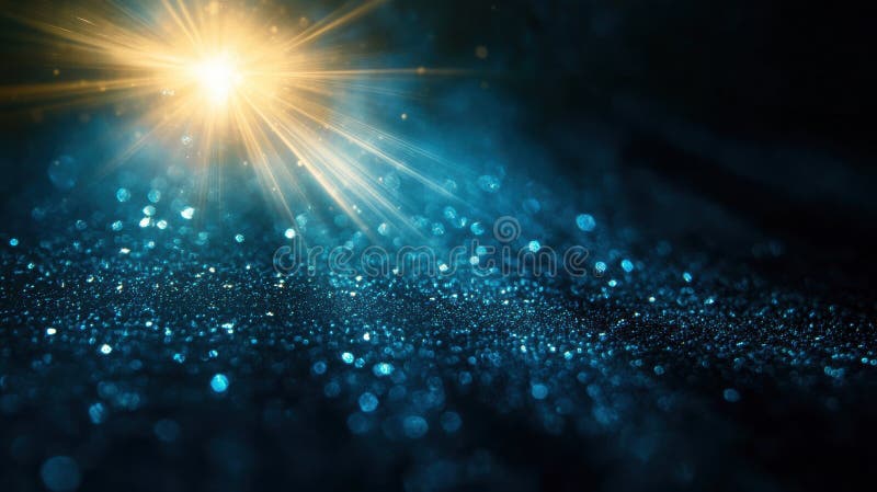 Sparkling Dust Particles with Rays of Light in Dark Background Stock ...