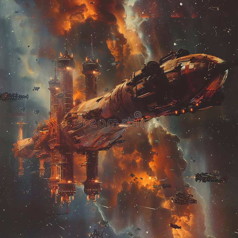 A Generation Ship, with Its Intricate Design and Visible Thrusters ...