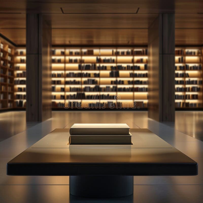 A Captivating Scene Set in a Modern Library, Showcasing a Book Placed ...