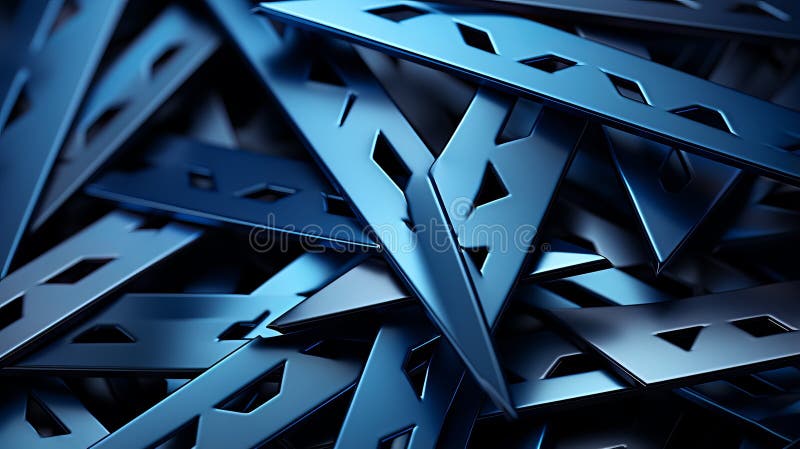 A Pile of Blue Metal Triangles Stock Illustration - Illustration of modern, angular: 300921495