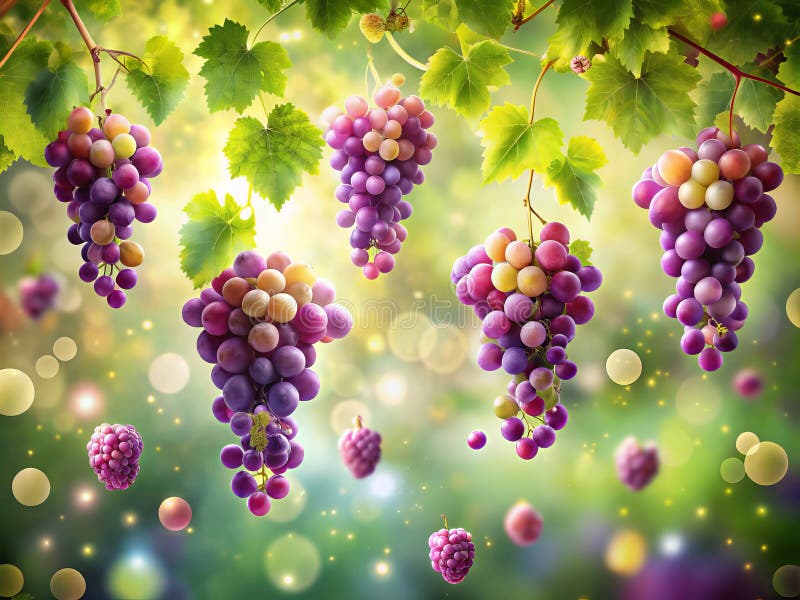 Fresh and Inviting Seamless Pattern of Soaring Grapes: a Vibrant Bokeh ...