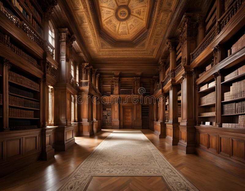A Captivating Shot of an Elegantly Designed Library, with an Empty ...
