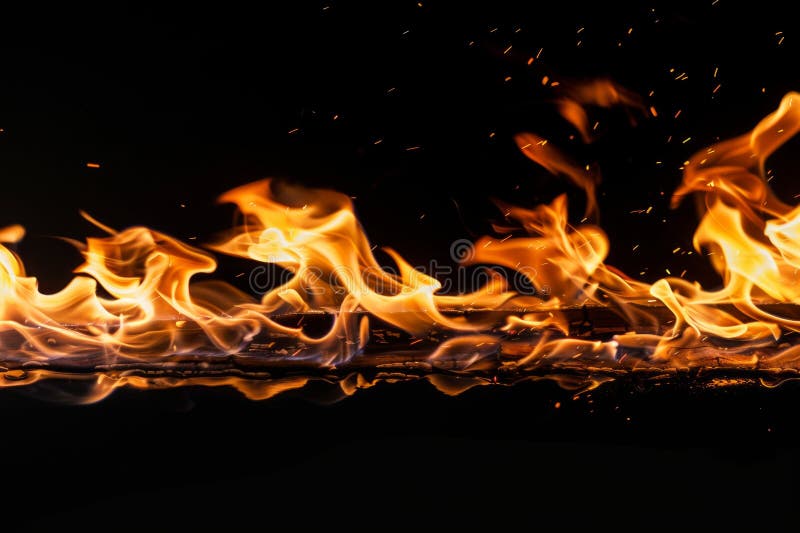 Abstract Fire Flames Reflection on Water Surface Creating an Artistic ...