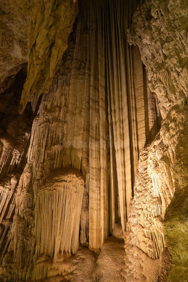 Dramatic Stalactites and Stalagmites Inside a Large Cave, Exploration ...