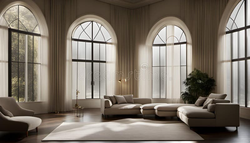 A Captivating Shot of a Large, Arched Window, Framing the Delicate ...