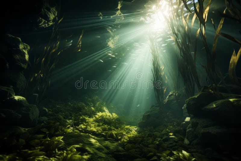 A Captivating Shot of Sunlight Filtering through the Dense Kelp Canopy ...