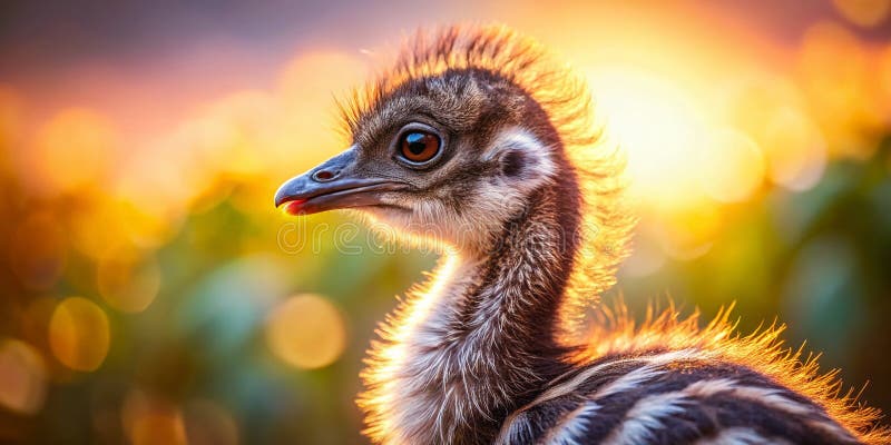 A Fluffy Emu Chick CloseUp Side Profile of a Downy Baby Bird in Its ...