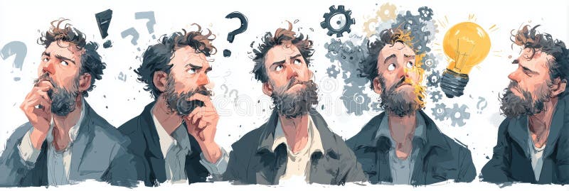 In a Captivating Side View Sequence, a Man Displays a Range of Emotions ...