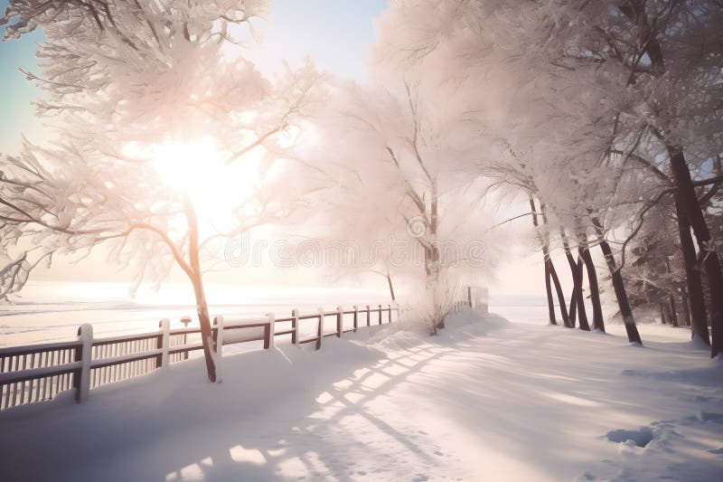 Morning Sun Breaks through the Icy Veil of Winter, Illuminating the ... Morning Sun Breaks through the Icy Veil of Winter, Illuminating the ...