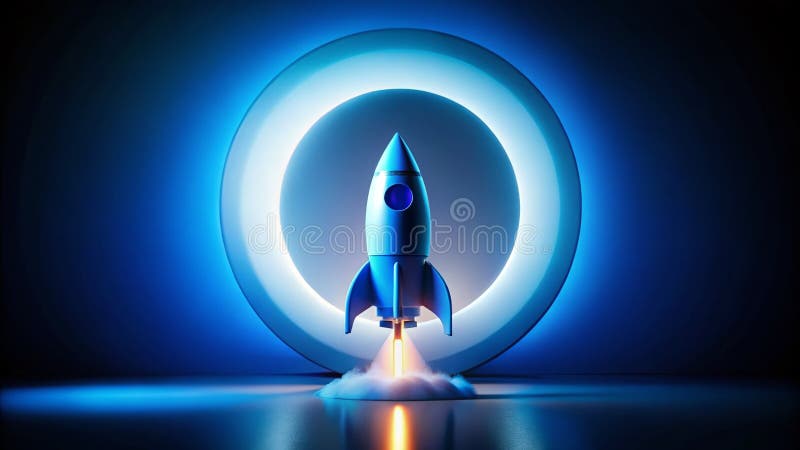 A Captivating Silhouette of a Blue and White Rocket Featuring a ...