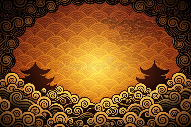 Silhouette Asian Wave Cloud Pattern Tile a Modern Interpretation of ...