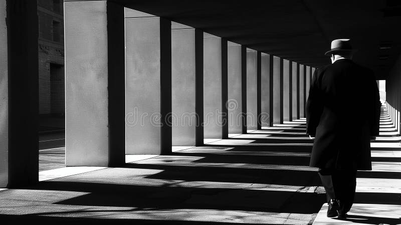 Captivating Silhouette of a Man Walking Mysteriously Stock Illustration ...