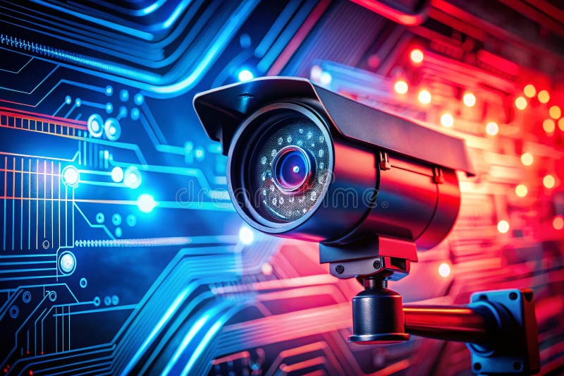 Sleek Surveillance Silhouette Modern Security Camera Design with ...