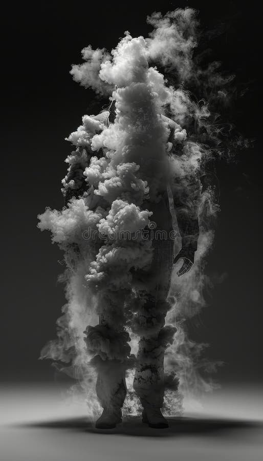 A Captivating Silhouette of Smoke Ethereal Humanoid Form Against a Dark ...