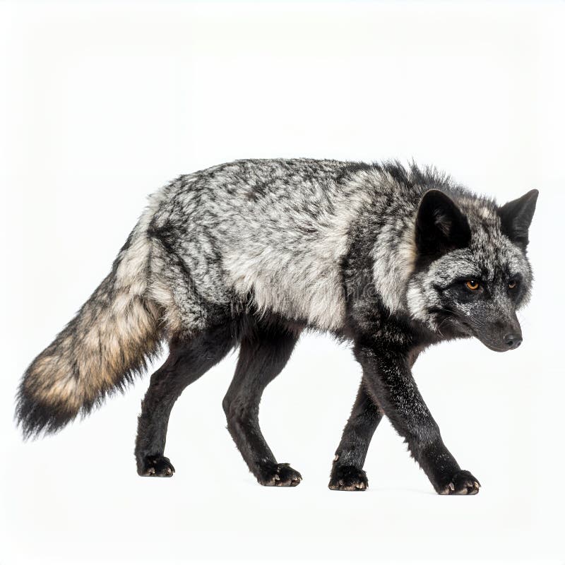 Majestic Silver Fox Exhibiting Alert Posture and Walking Gracefully on ...