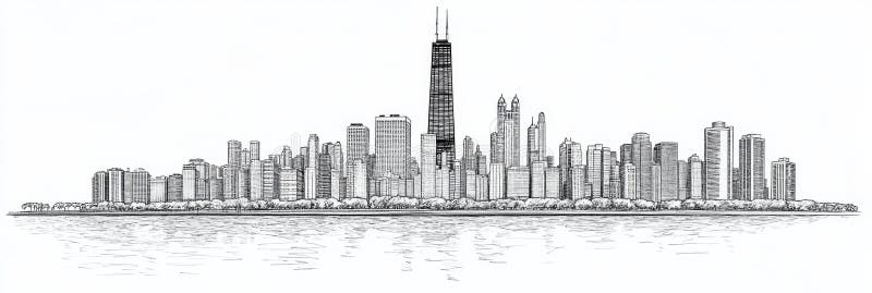 A Captivating Singleline Drawing of the Chicago Skyline Featuring the ...