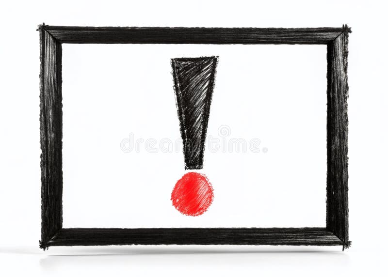 A Detailed Sketch of a Black Framed Warning Sign with an Exclamation ...