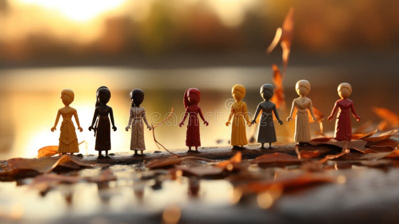 Soft Focus Stick Figures in Multicultural Harmony Stock Image - Image ...