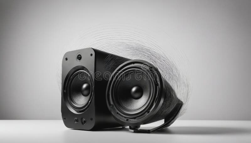 Captivating Sound Waves Emanating from Artistic Black Speaker ...