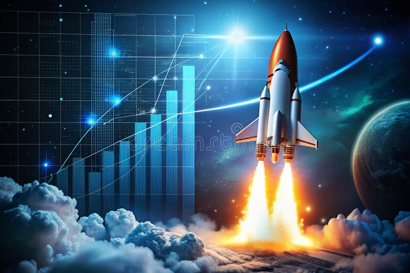 Visualizing Financial Ascent a Minimalist Rocket Launch through a ...