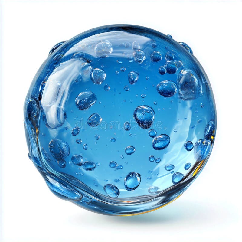 A Sphere of Blue Liquid with Many Bubbles Inside of the Sphere Stock ...