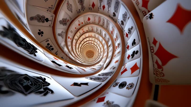 Swirling Spiral of Playing Cards Creating a Mesmerizing Visual ...