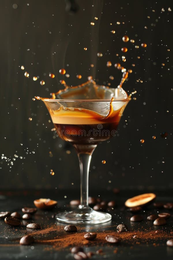 Captivating Splash in Creamy Coffee Cocktail with Ice Cubes Stock Image ...